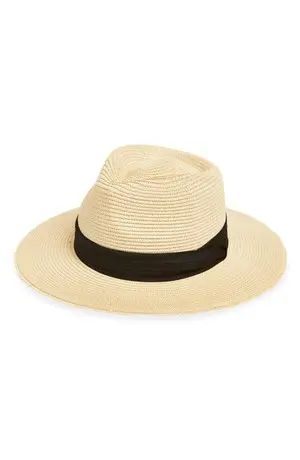 Nordstrom Fray Edge Packable Panama Hat - Ivory