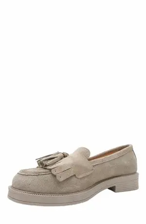 FOREVER & ALWAYS SHOES Milly Tassel Loafer - Beige Suede Leather