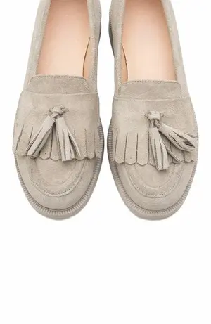 FOREVER & ALWAYS SHOES Milly Tassel Loafer - Beige Suede Leather