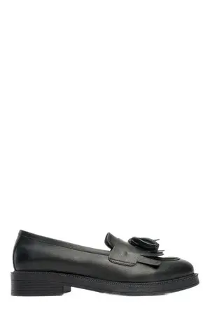 FOREVER & ALWAYS SHOES Milly Tassel Loafer - Black Leather