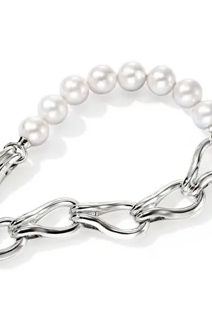 John Hardy And Pearl Link Bracelet - Sterling Silver