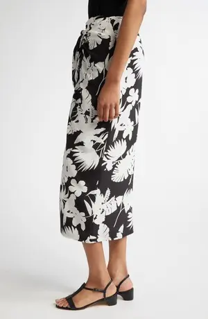 Max Mara Lauto Tropical Print Silk Wrap Skirt