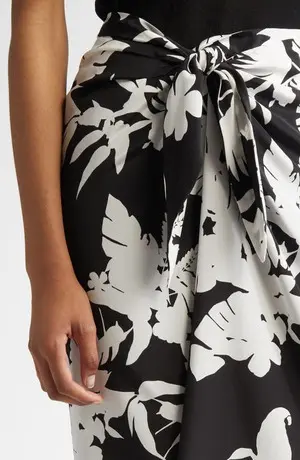 Max Mara Lauto Tropical Print Silk Wrap Skirt