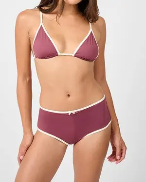 WeWoreWhat Cooper Triangle Bikini Top Plum/antq White