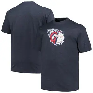 Profile Cleveland Guardians Big & Tall Weathered Logo T-shirt - Heather Navy