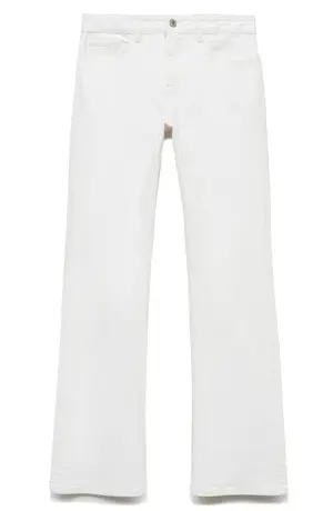 Mango MANGO Fiona Mid-Rise Flare Jeans White