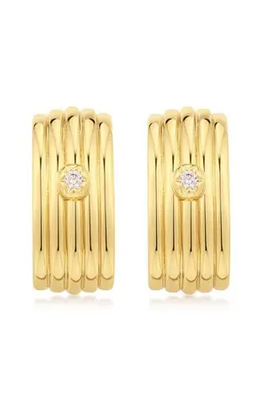 LUV AJ The Ridged Positano Stud Earrings - Gold
