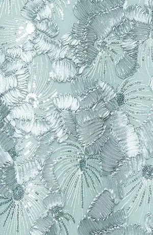 Betsy & Adam Sequin Floral Gown - Sage