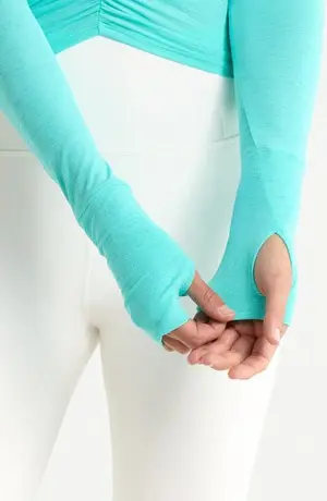 Free People Tempo Ruched Long Sleeve T-shirt - Glow Wave
