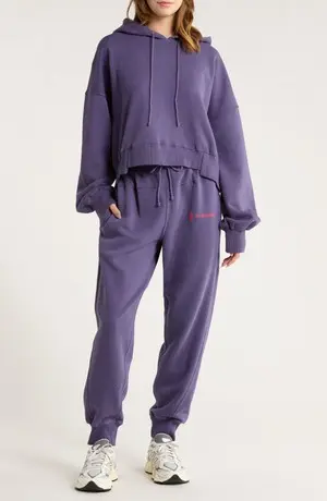 Free People Undefeated Cotton Blend Hoodie And Jogger Set - Graphite Combo