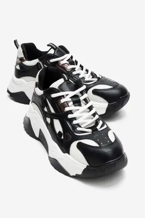 PROLOGUE SHOES Loretta Platform Sneakers - Black White