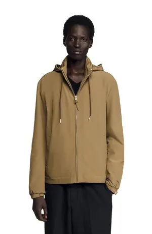 Sandro Zip-up Hooded Jacket - Caramel