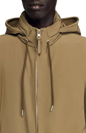 Sandro Zip-up Hooded Jacket - Caramel