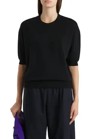 Khaite Davin Short Sleeve Cashmere Sweater - Black