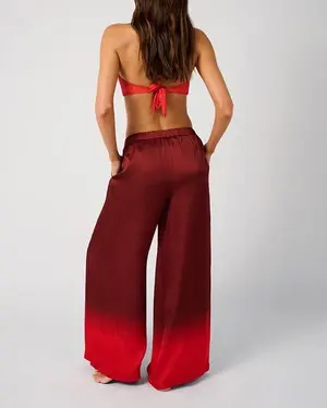 WeWoreWhat Mid-rise Satin Beach Pant - Oxblood/cherry