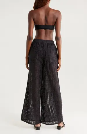 Solid & Striped The Delaney Open Knit Cotton Cover-up Pants - Noir