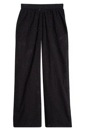 Solid & Striped The Delaney Open Knit Cotton Cover-up Pants - Noir