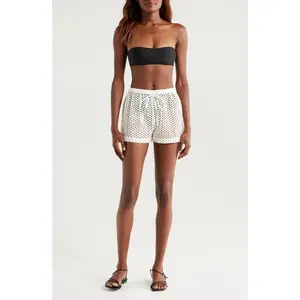 Solid & Striped The Nancy Open Knit Cotton Cover-up Shorts - Brule