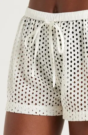 Solid & Striped The Nancy Open Knit Cotton Cover-up Shorts - Brule