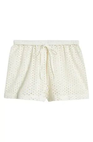 Solid & Striped The Nancy Open Knit Cotton Cover-up Shorts - Brule