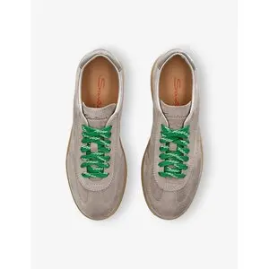 Santoni Oly Pulse Logo-embossed Suede Low-top Trainers