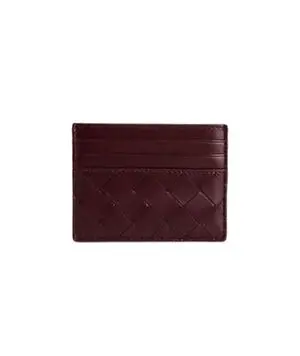 Bottega Veneta Intrecciato Leather Card Holder - Barolo-gold