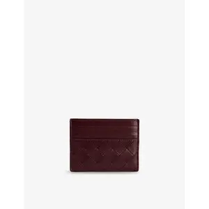 Bottega Veneta Intrecciato Leather Card Holder - Barolo-gold