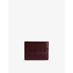 Bottega Veneta Intrecciato Leather Card Holder - Barolo-gold