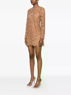 SELF-PORTRAIT Lace Mini Dress With Bow Detail