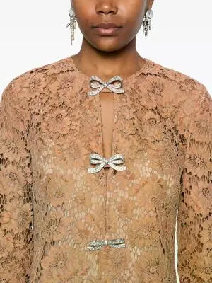 SELF-PORTRAIT Lace Mini Dress With Bow Detail