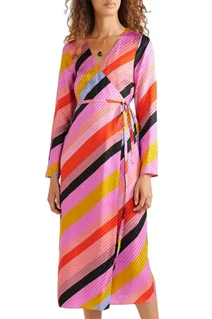 Stine Goya Striped Silk-jacquard Wrap Dress