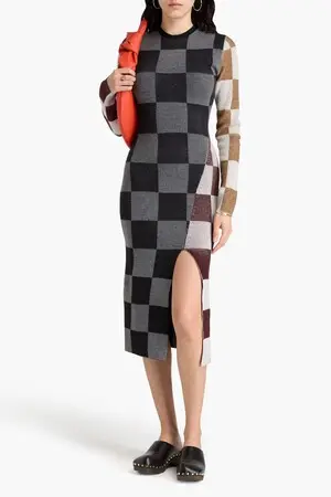 Stine Goya Checked Jacquard-knit Midi Dress