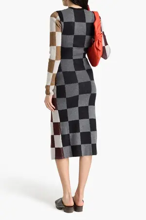 Stine Goya Checked Jacquard-knit Midi Dress
