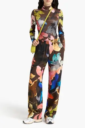 Stine Goya Floral-print Tencel™ Lyocell-blend Wide-leg Pants
