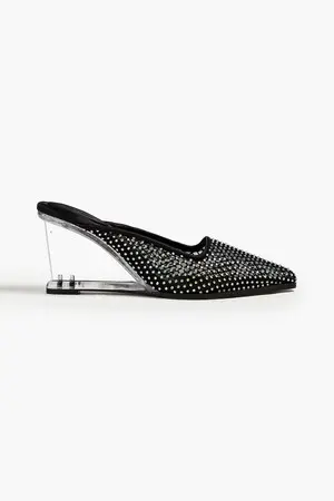 Stine Goya Crystal-embellished Mesh Wedge Mules