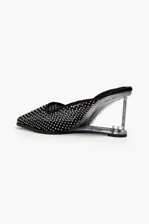 Stine Goya Crystal-embellished Mesh Wedge Mules