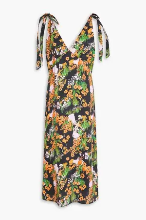 Stine Goya Naima Floral-print Tencel™-blend Satin-crepe Midi Dress