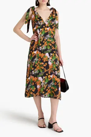 Stine Goya Naima Floral-print Tencel™-blend Satin-crepe Midi Dress