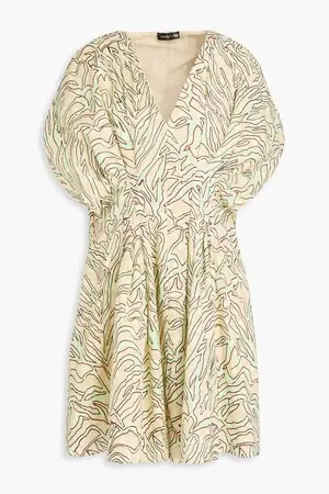 Stine Goya Claudia Printed Fil Coupé Cotton-jacquard Mini Dress - Light Green
