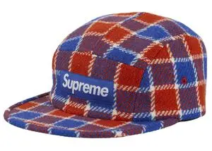 Supreme Harris Tweed Camp Cap - Red/blue