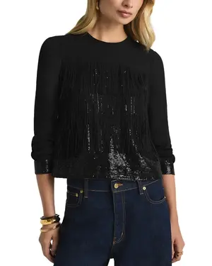 St. John Sequined Fringed Blouse