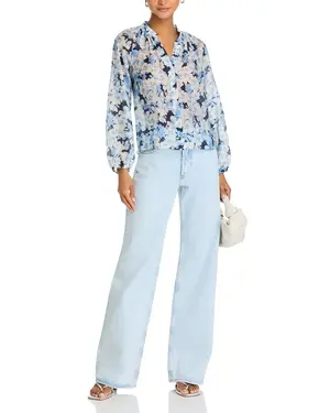 Bella Dahl Floral Print Shirred Collar Blouse