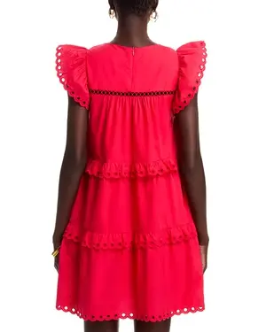 STELLAH Eyelet Trim Mini Shift Dress