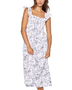 PETITE PLUME Clara Lace Trim Nightgown - Timeless Toile