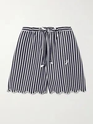 PATOU Embroidered Striped Cotton-poplin Shorts