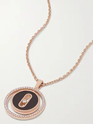 Messika Lucky Move Rose Onyx And Diamond Necklace - Gold