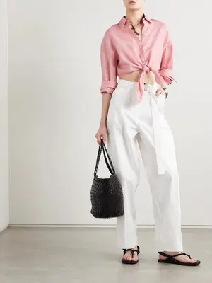 Staud Lisa Cropped Linen Top