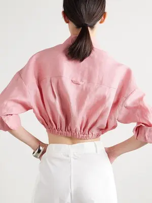 Staud Lisa Cropped Linen Top
