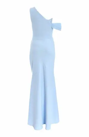 quiz blue chiffon dress Quiz Chiffon And Scuba Crepe Cowl Neck Maxi Dress In Blue - 40% Off