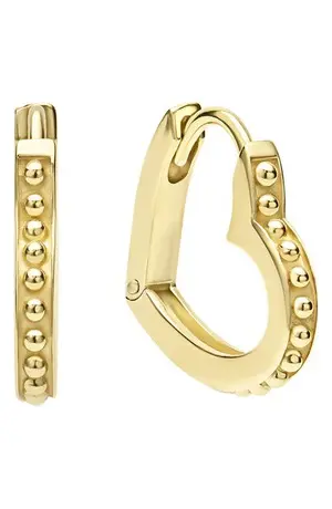 Lagos 18k Caviar Heart Huggie Hoop Earrings - Gold